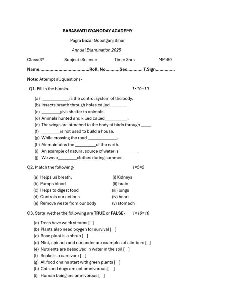 science class 3rd (1) | PDF | Foods | Biology