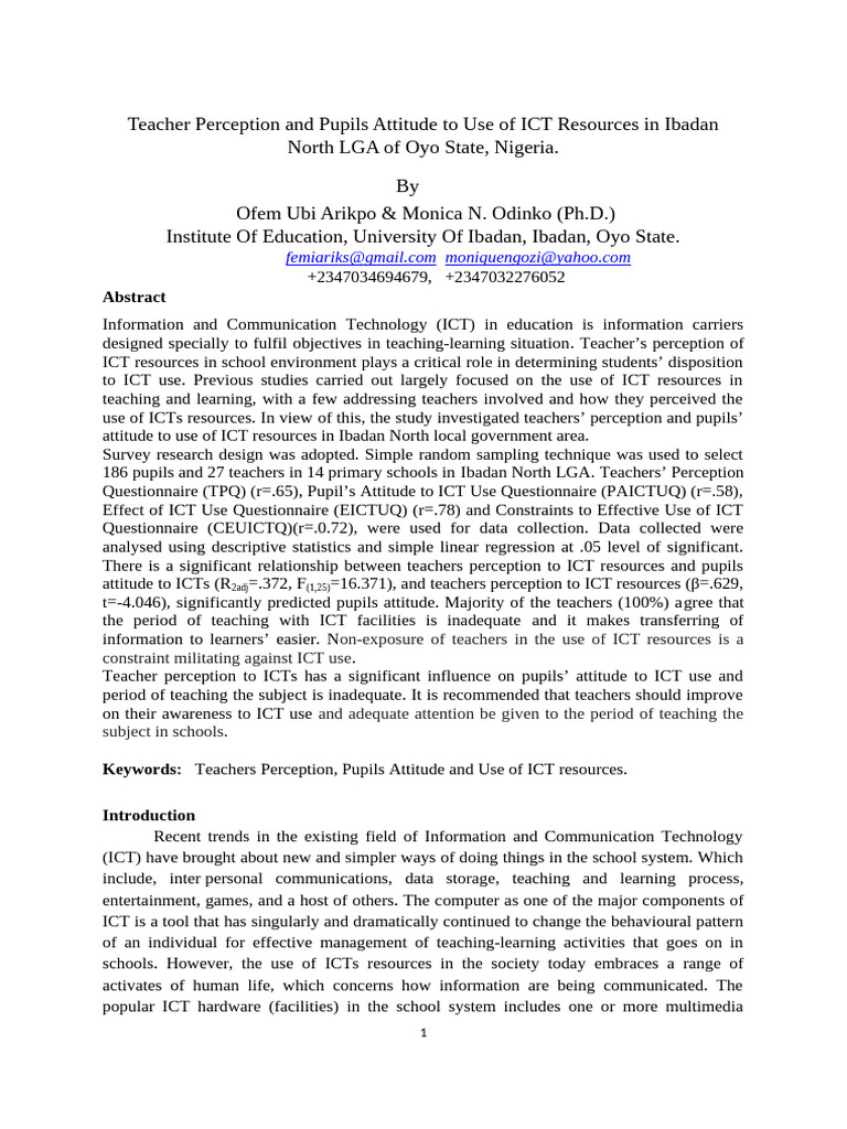 Teacher_Perception_and_Pupils_Attitude_t | PDF | Educational Technology ...