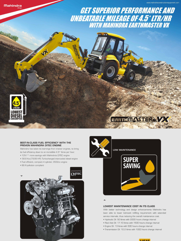 Mahindra VX IV Earthmaster Specification | PDF