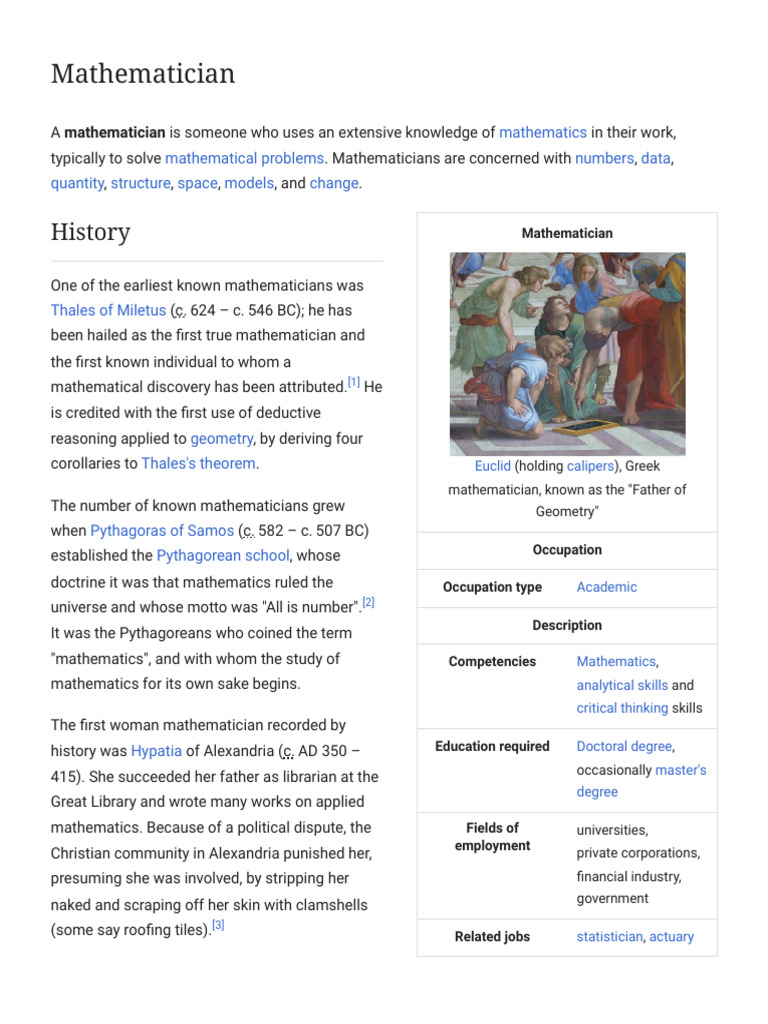 Mathematician - Wikipedia | PDF | Mathematician | Mathematics