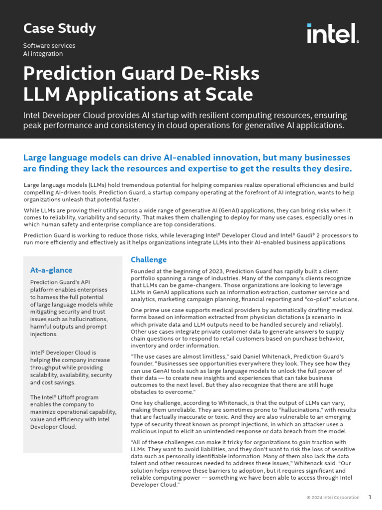 Prediction Guard Case Study | PDF | Cloud Computing | Intel