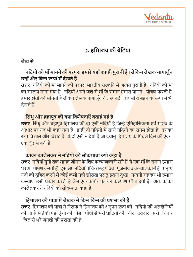 NCERT Solutions For Class 7 Hindi Vasant Chapter 2 Himalaya Ki Betiyaan ...