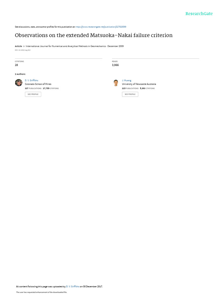 Observations On The Extended Matsuoka Nakai Failure Criterion | PDF | Yield (Engineering ...