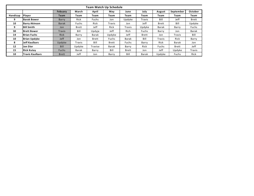 Team Matchup Schedule Overview | PDF