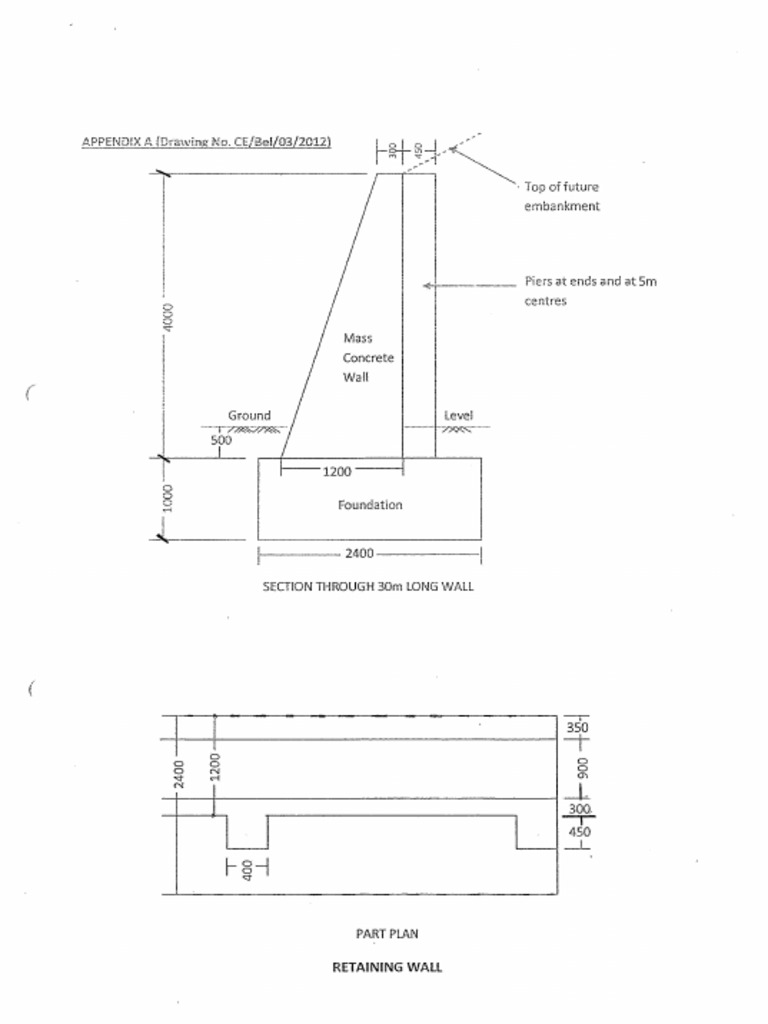 Retaining Wall Drawing | PDF