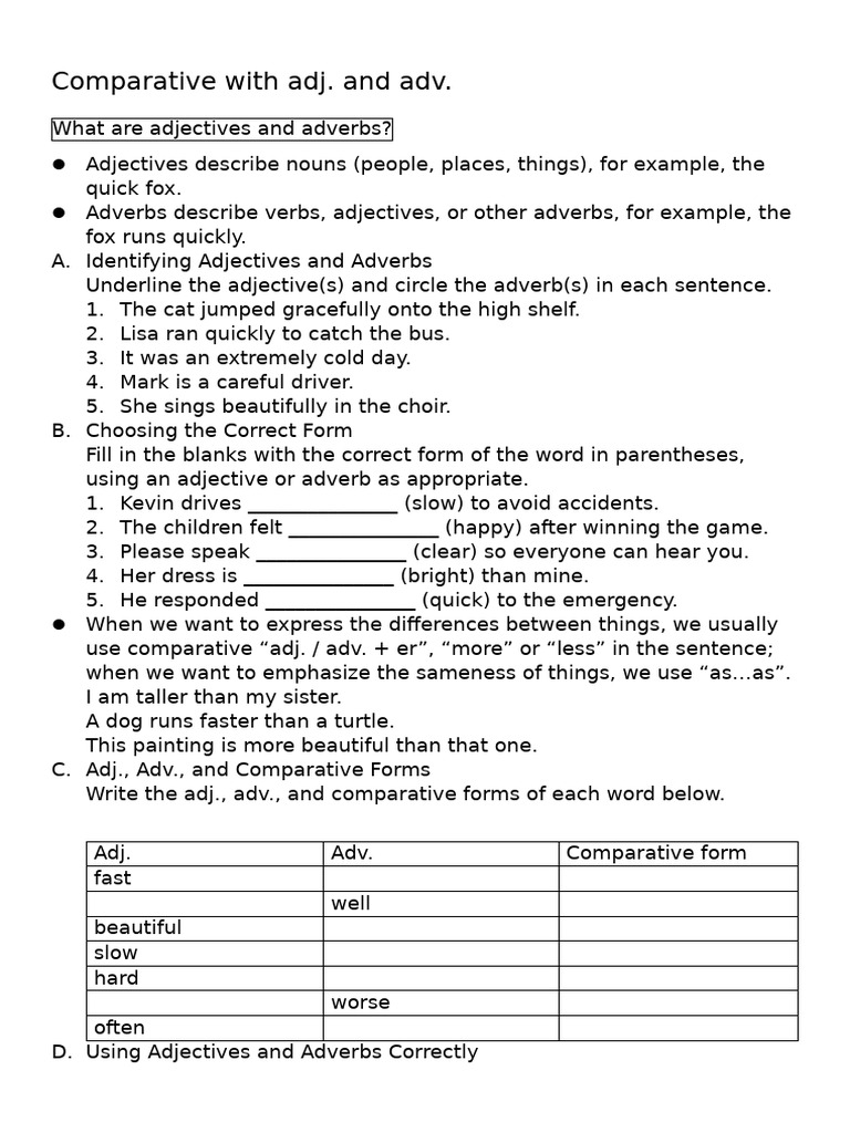Comparative With Adj and Adv | PDF | Adjective | Adverb