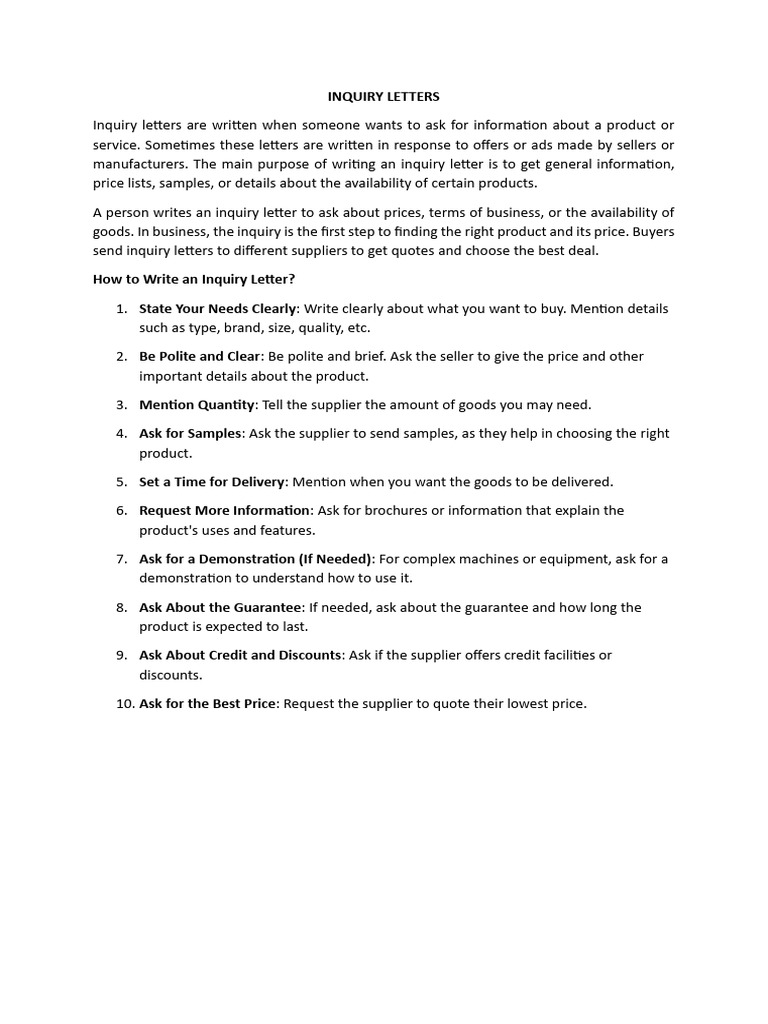 How to Write Effective Inquiry Letters | PDF