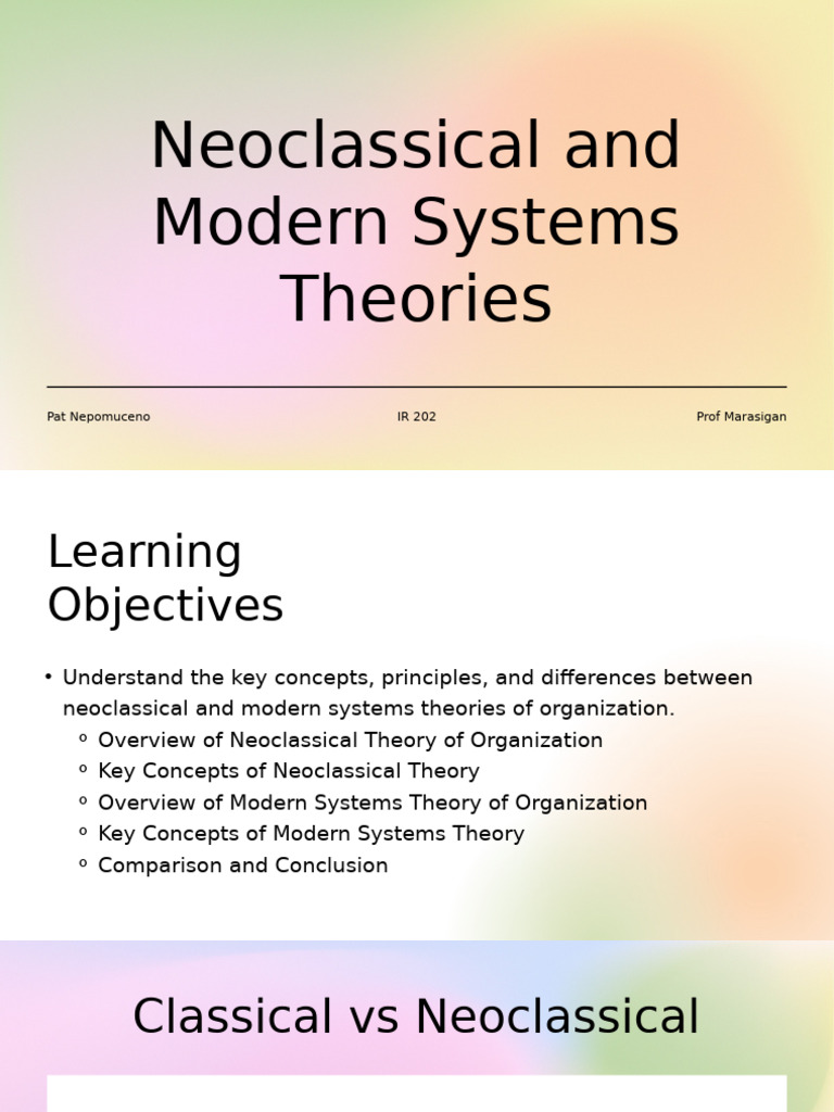 Neoclassical vs Modern Systems Theories | PDF | Motivation | Motivational