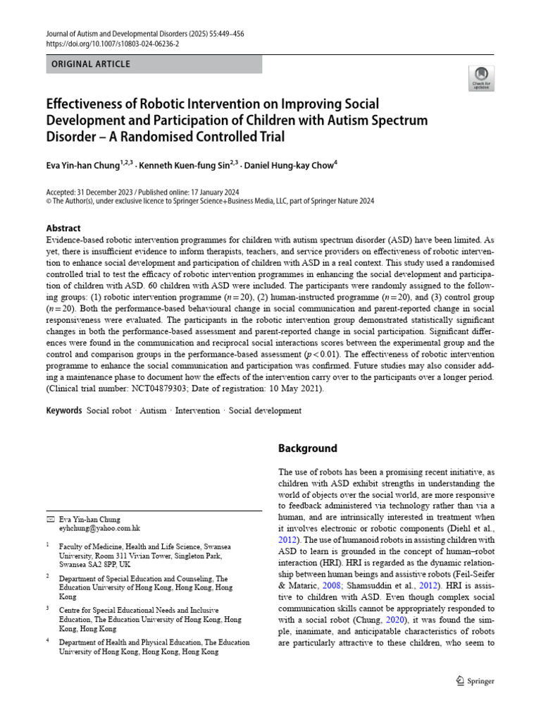 Effectiveness of Robotic Intervention On Improving Social Development ...