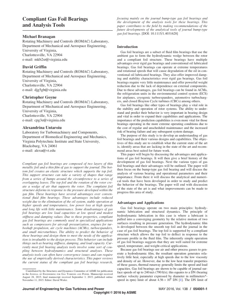 Comliant Gasa Foil Bearing and Analysis Tools | PDF | Bearing ...