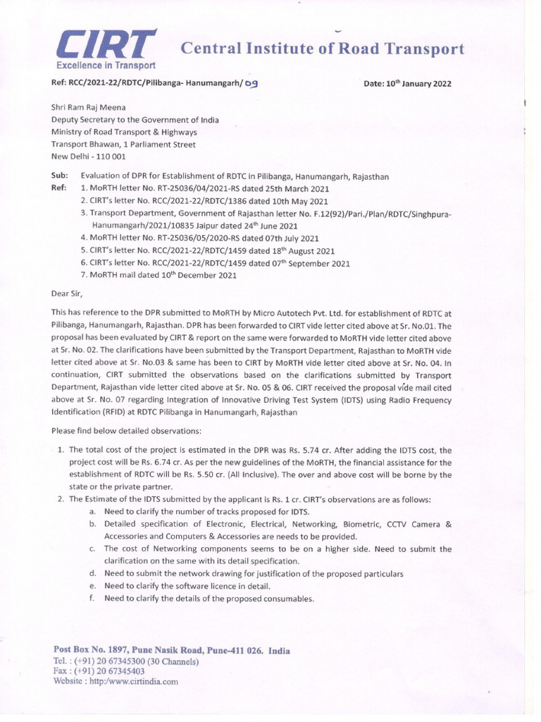 09 - DPR Establishment RDTC | PDF