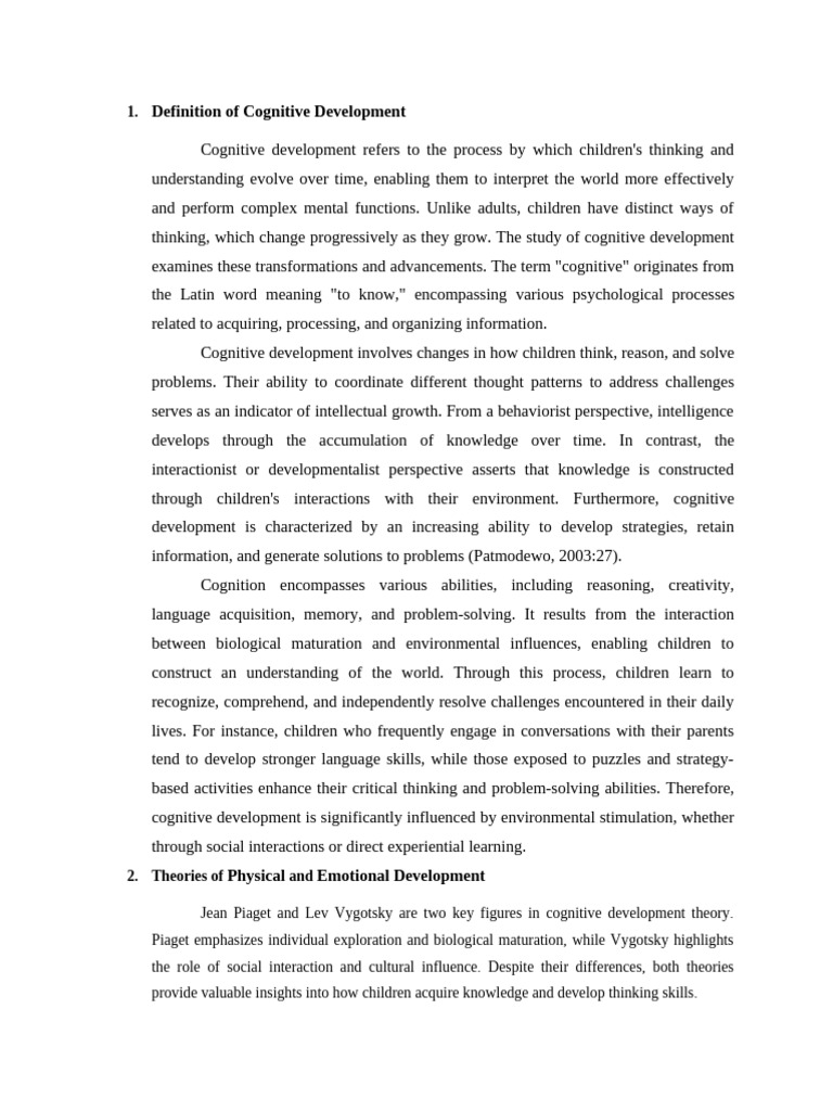 Definition of Cognitive Development | PDF | Cognitive Development ...