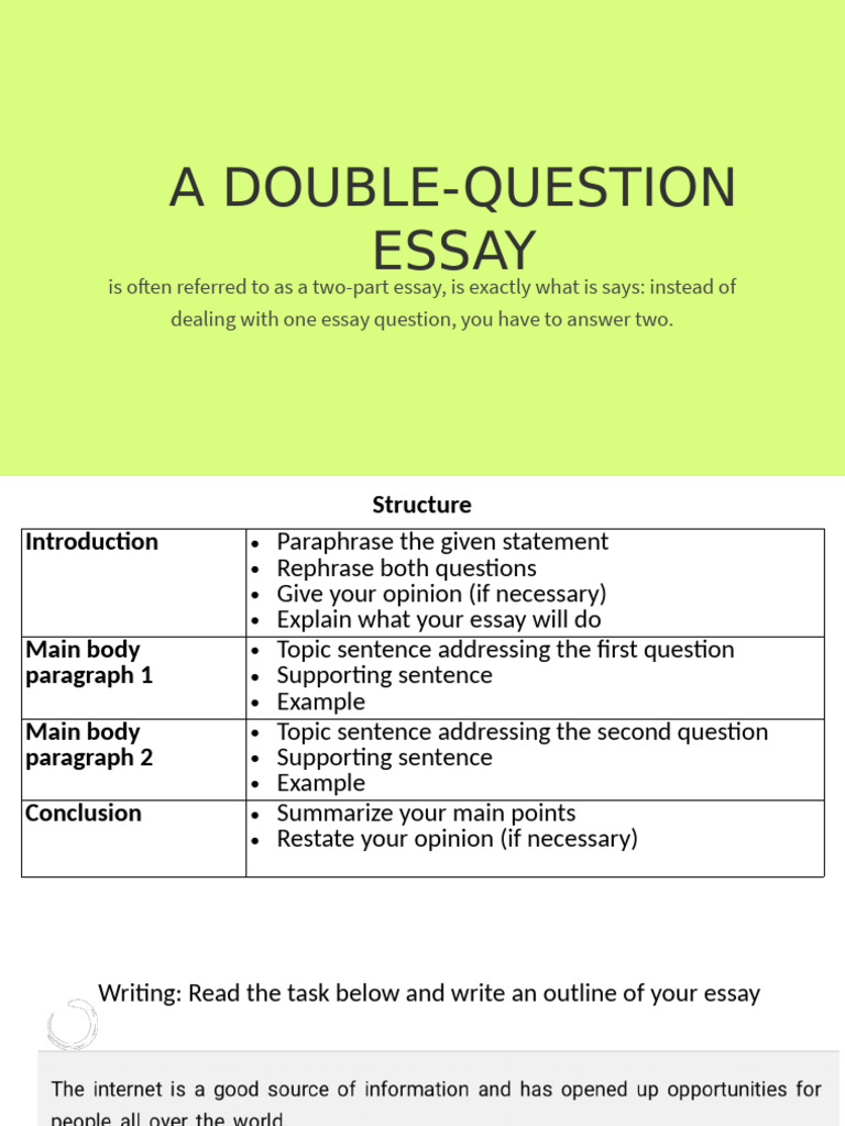 Double-Question Essay Structure Guide | PDF