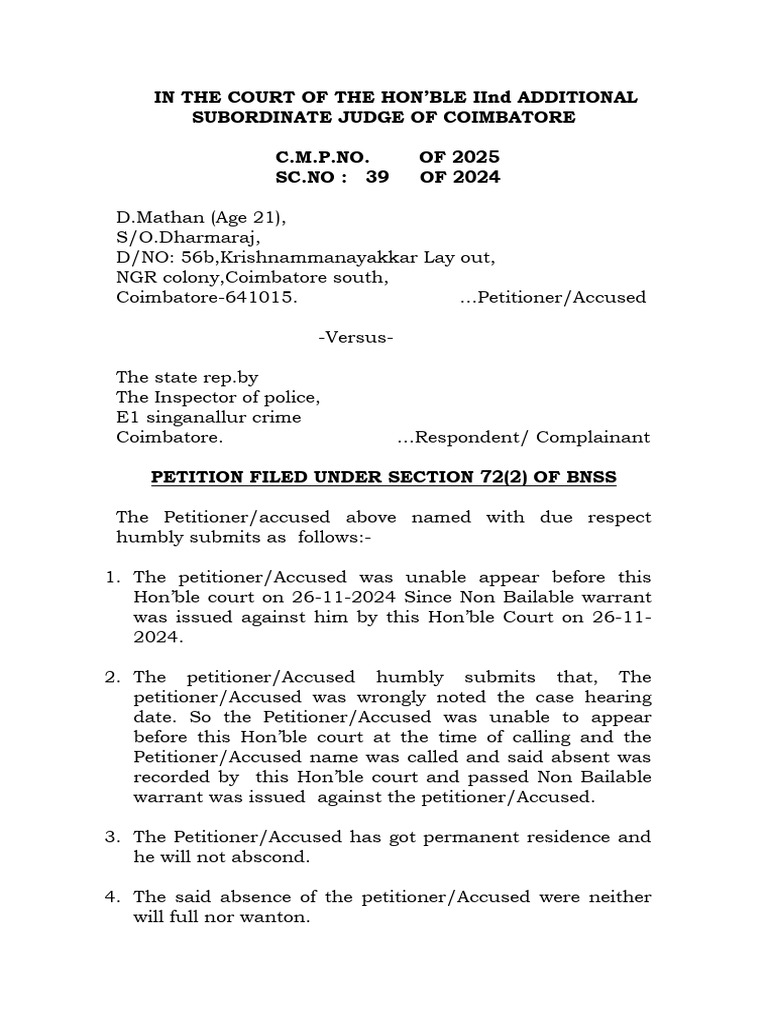 Recall Petition for D. Mathan's NBW | PDF | Public Law | Justice