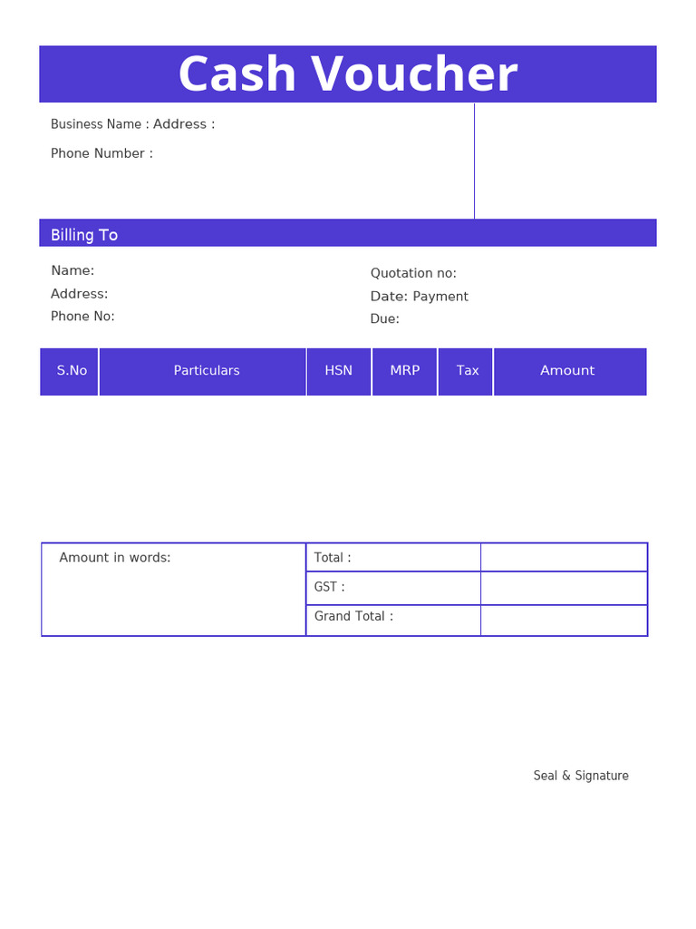 Cash Voucher Format Word | PDF