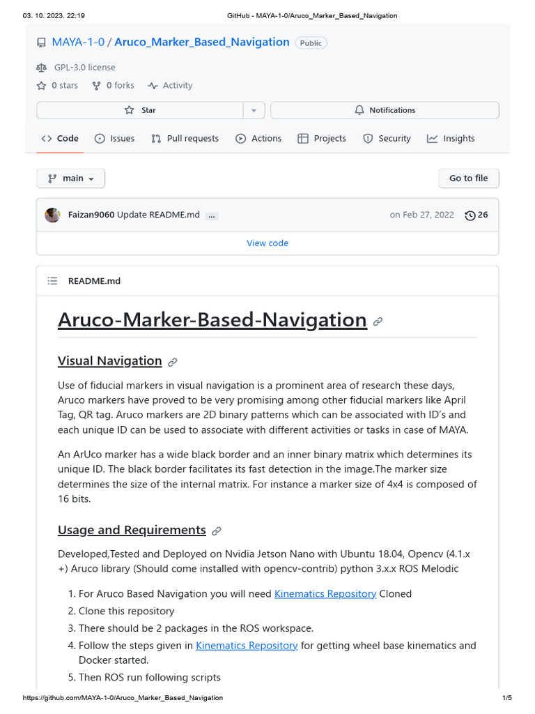 GitHub - MAYA-1-0 - Aruco - Marker - Based - Navigation | PDF | Computing