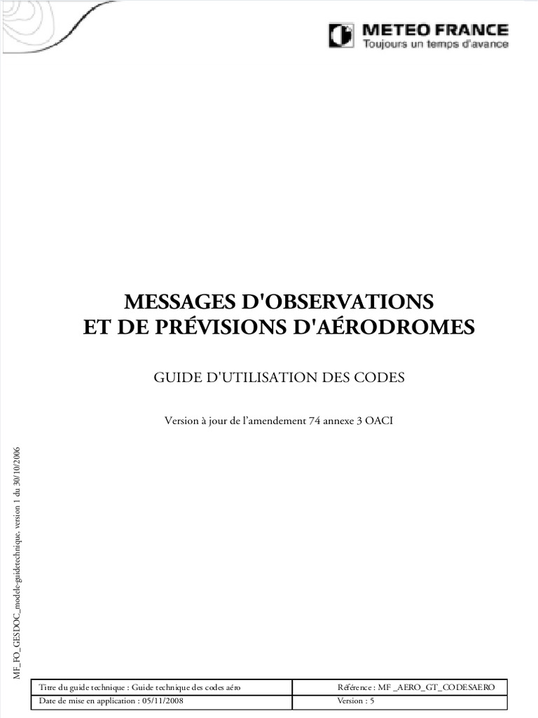 guide-metar-taf-speci | PDF | Branches de la météorologie | Phénomène ...
