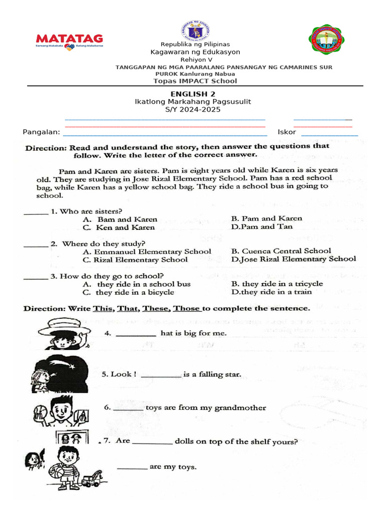 3rd Quarter Grade 2 ENGLISH | PDF