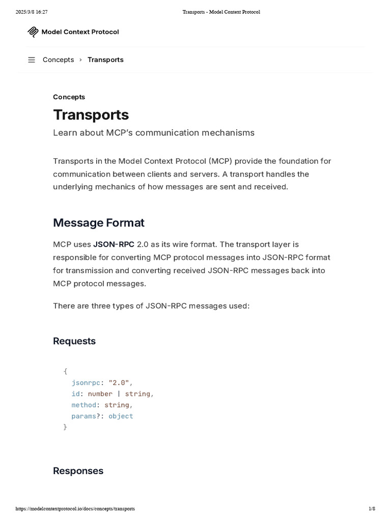 Transports - Model Context Protocol | PDF | Debugging | Server (Computing)