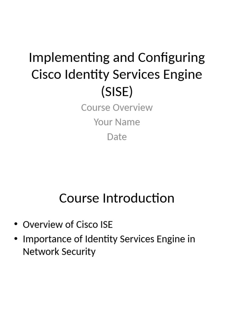 Cisco SISE Course | PDF