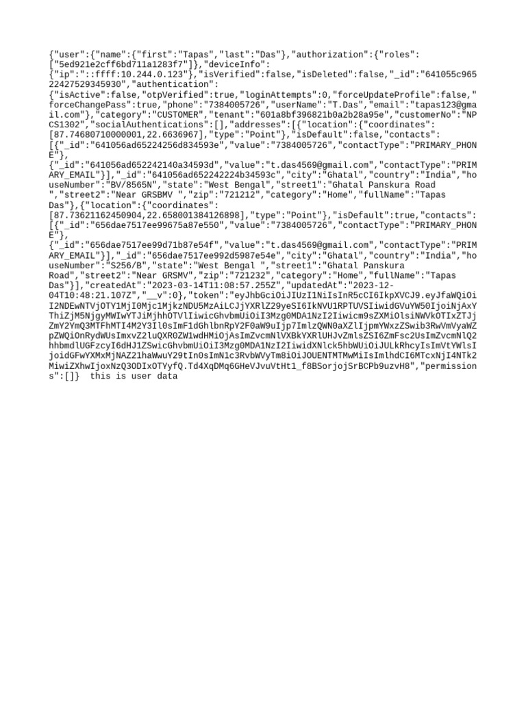 (User (Name (Firsttapas, Lastdas), Auth | PDF