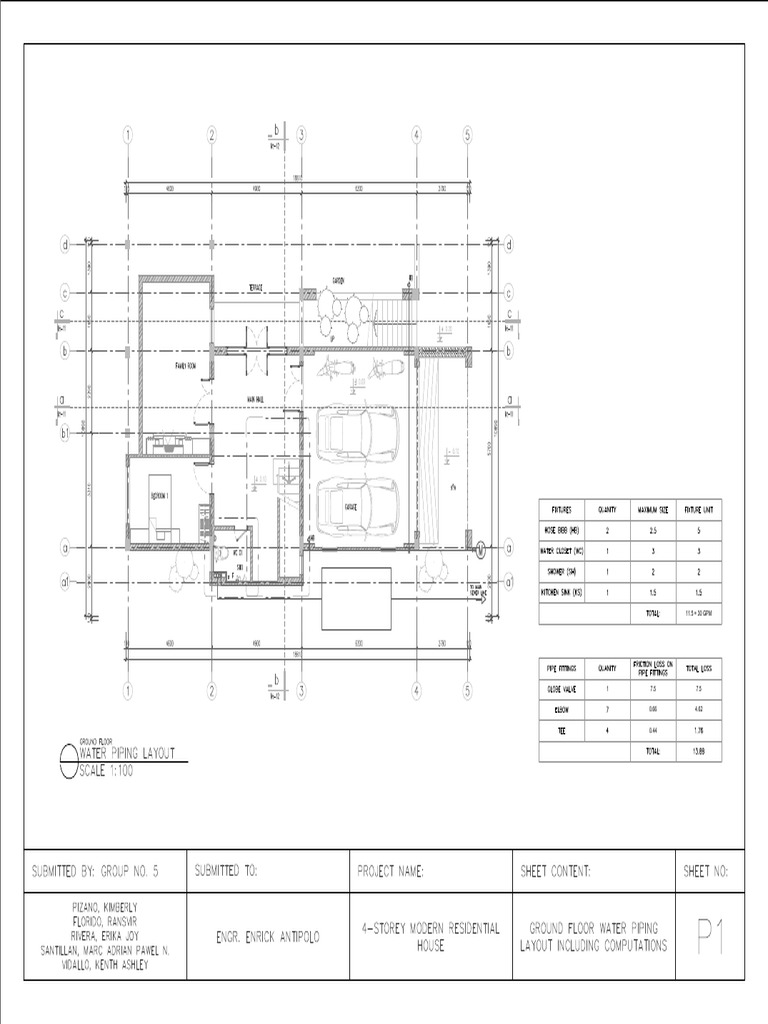 4 Story Modern House Water Line Layout | PDF