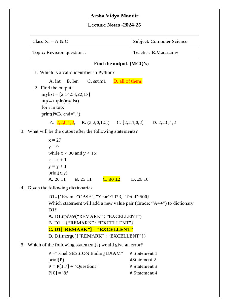 File - 1739418390 - Revision Questions. | PDF | Programming Paradigms | Computer Programming