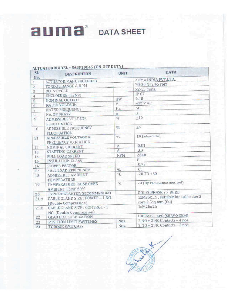 Auma Datasheet - Wiring Diagram - Organized | PDF