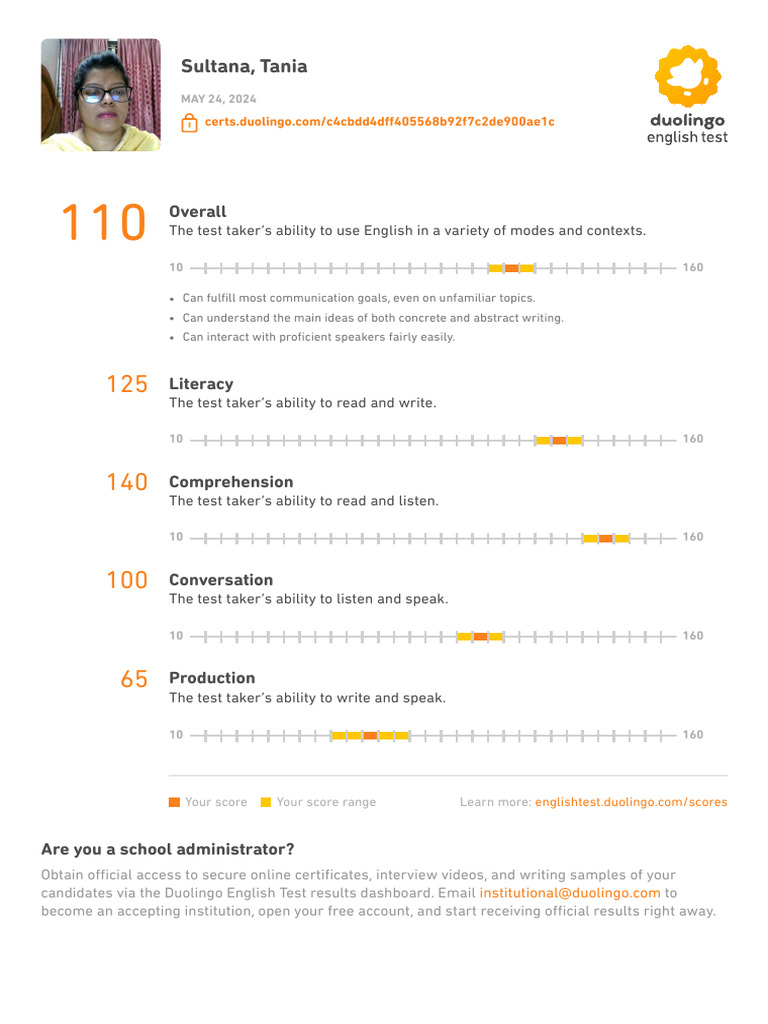 Duolingo English Test (Tania Sultana) | PDF