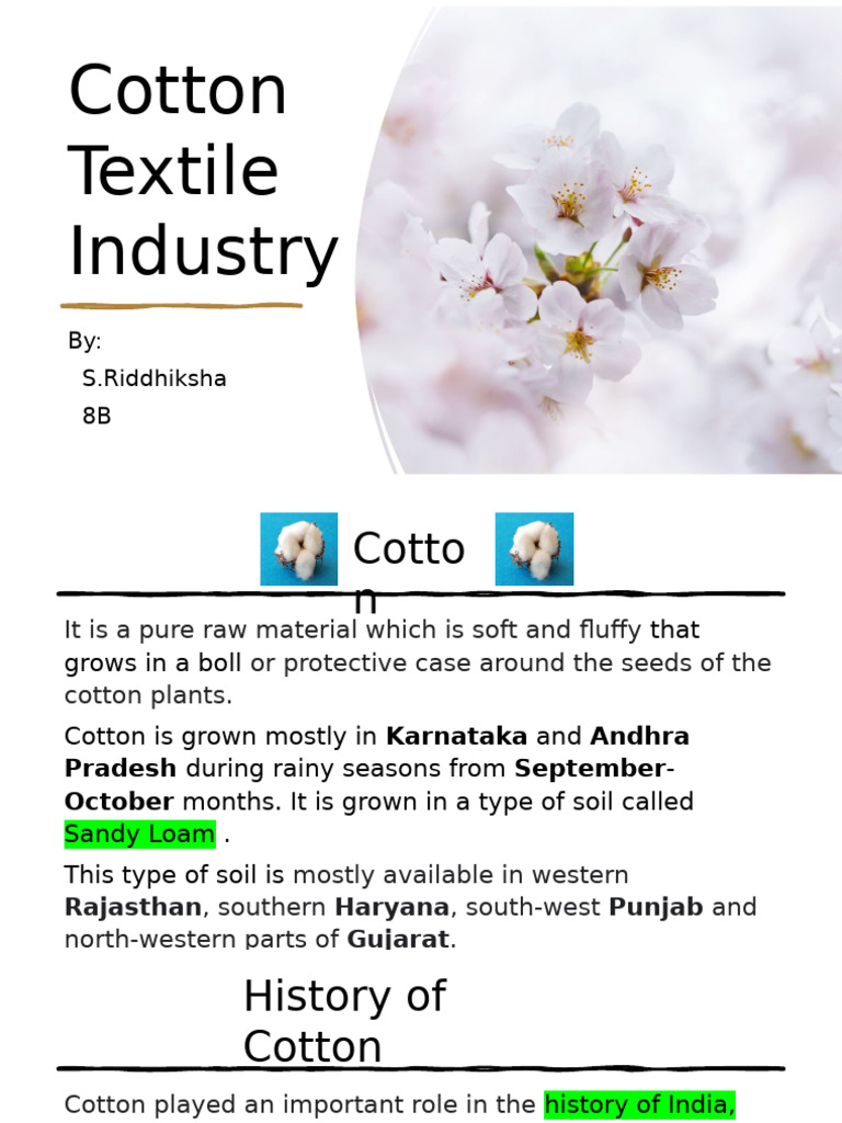 Cotton Textile Industry | PDF | Cotton | Textiles