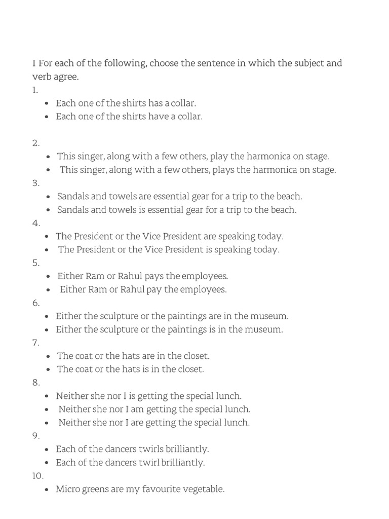 2 SubjectVerb Agreement X Assignment | PDF