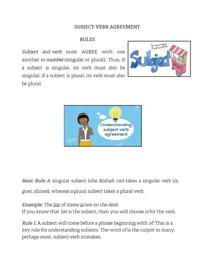 1 Subject Verb Agreement Introduction | PDF