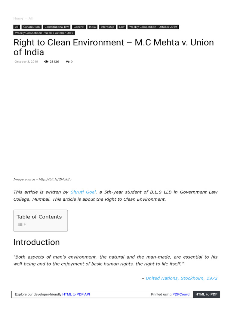 right_to_clean_environment | PDF | Environmental Protection ...