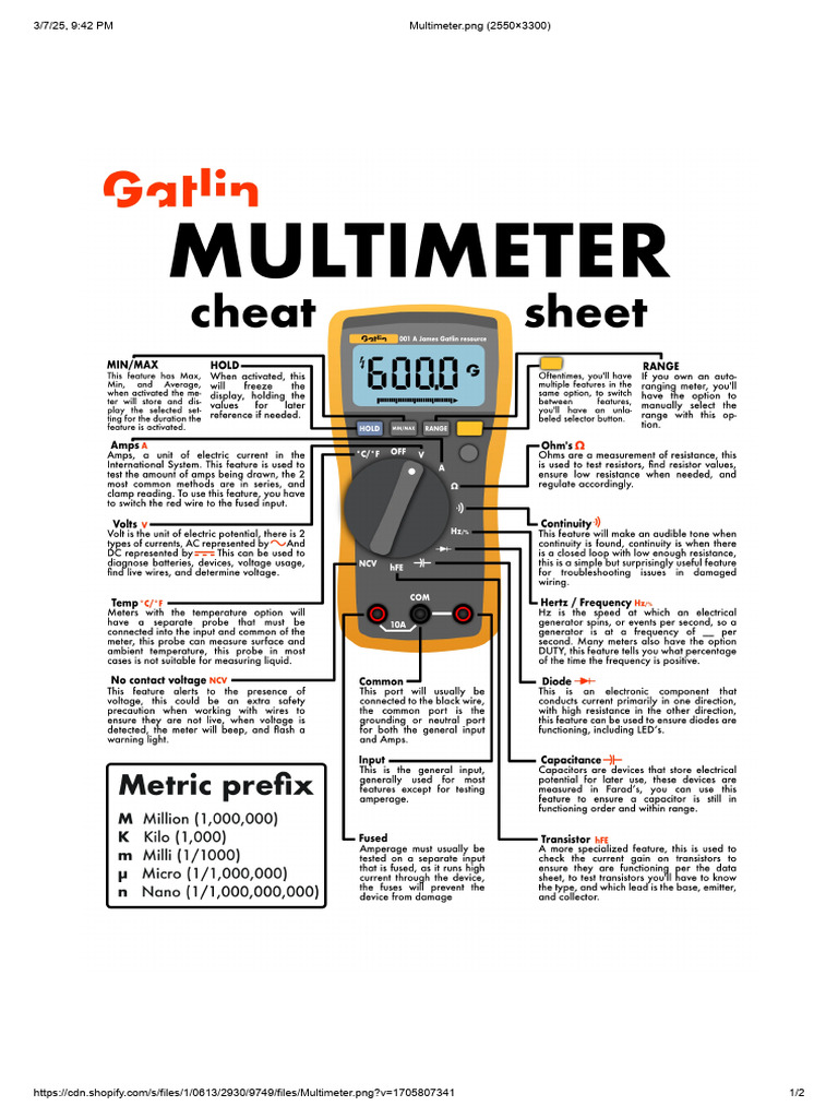 Multimeter Cheat Sheet | PDF