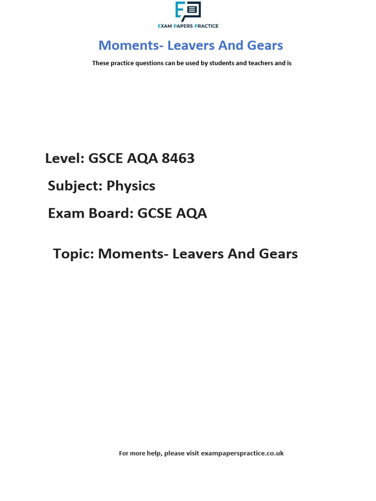 GCSE AQA Physics: Moments Practice Questions | PDF | Force | Pendulum