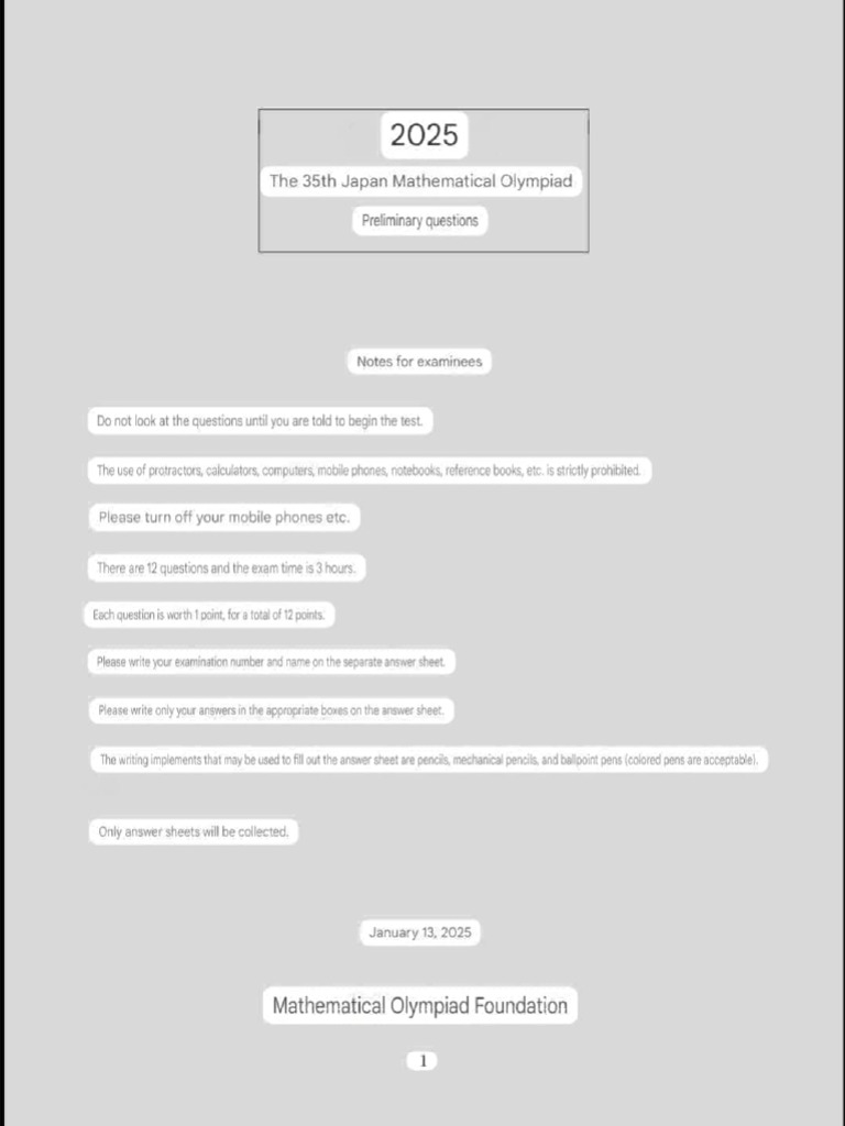 JMO 2025 Questions in English | PDF | Circle | Elementary Mathematics