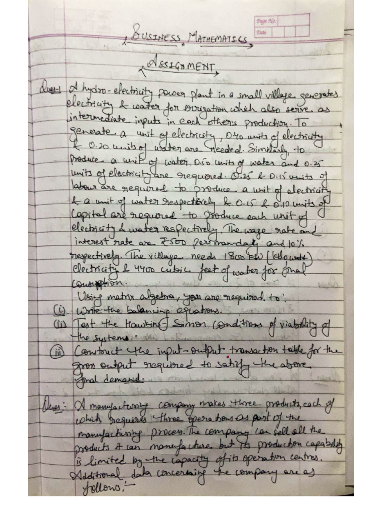 Business mathematics assignment 2024 | PDF