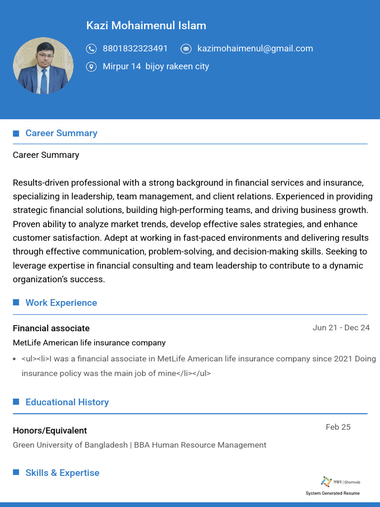 Created CV Kazi Mohaimenul Islam | PDF | Business