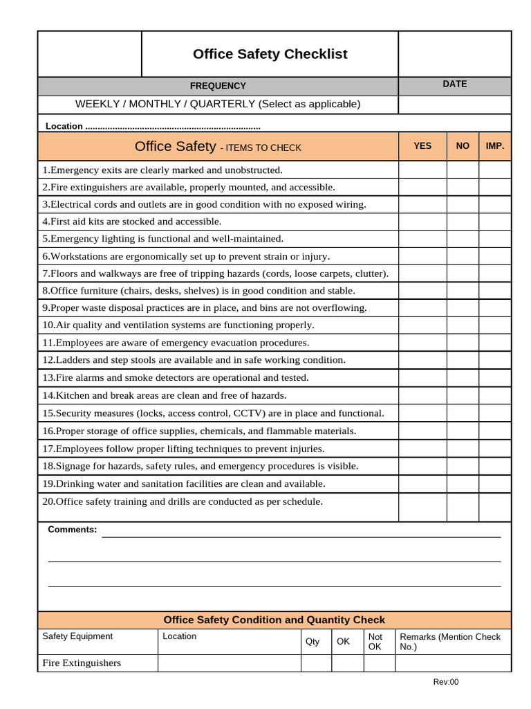 Office Safety Checklist | PDF | Fires | Hazards