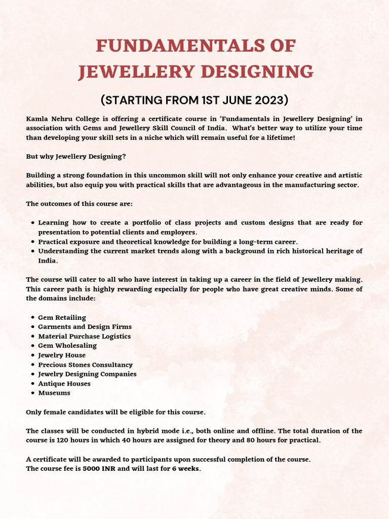 Fundamentals of Jewellery Designing Course | PDF