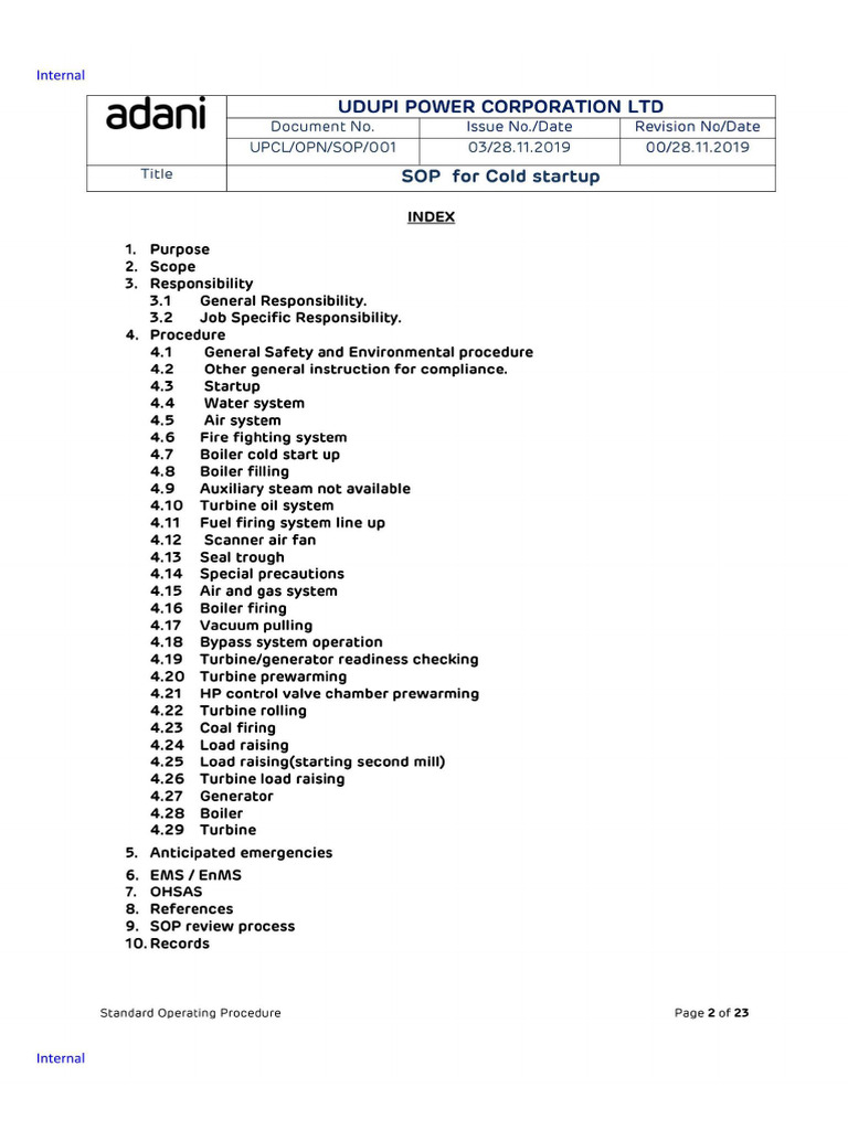 Startup Procedure | PDF