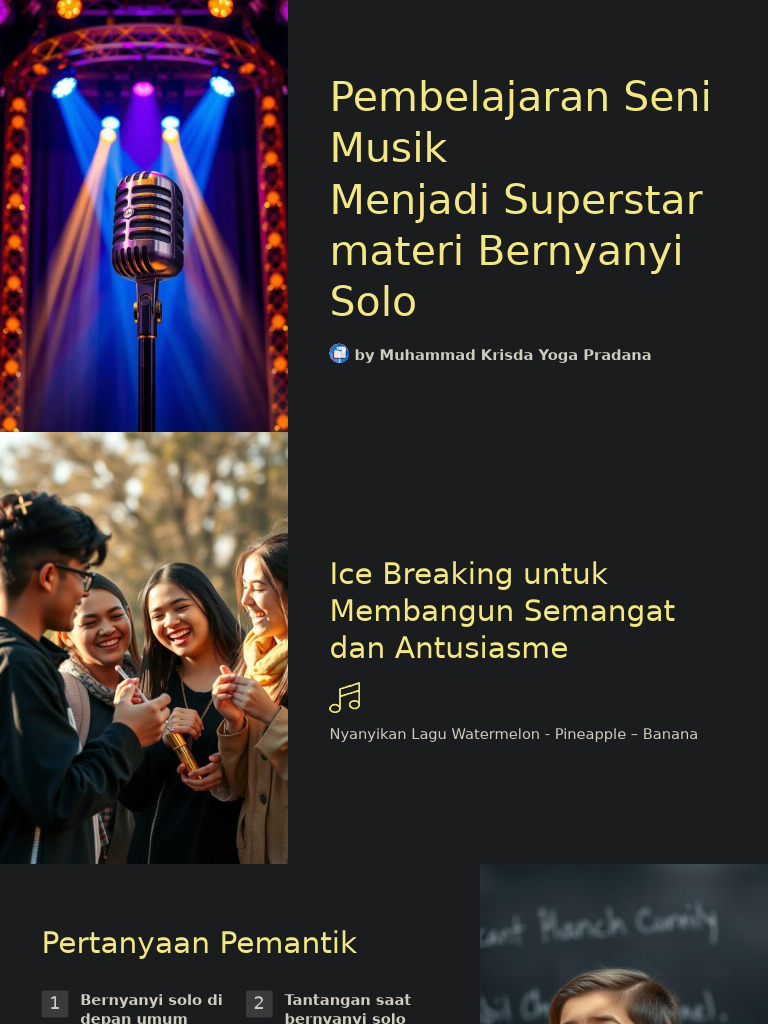 Pembelajaran Seni Musik Unit 1 Menjadi Superstar Materi Bernyanyi Solo ...