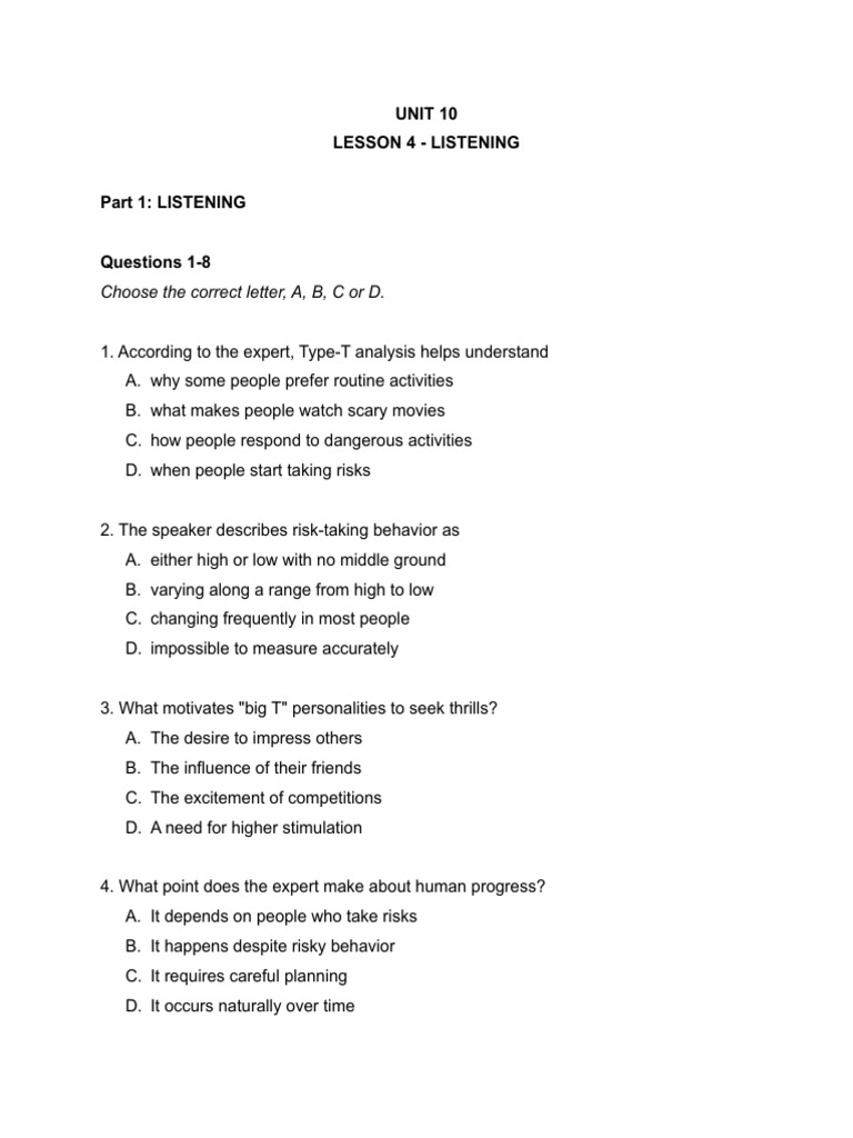 UNIT 10 | PDF | Risk | Behavior