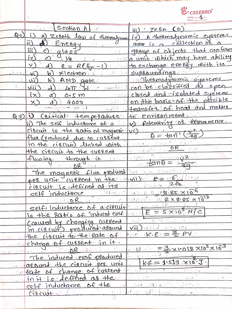 Physics Model Answer Sheet HSC Board Exam. February 2024 | PDF
