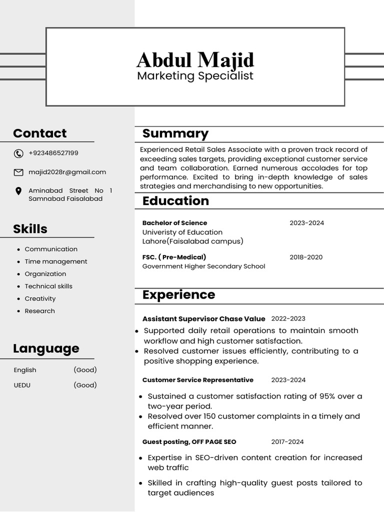 Grey and White CV Resume | PDF