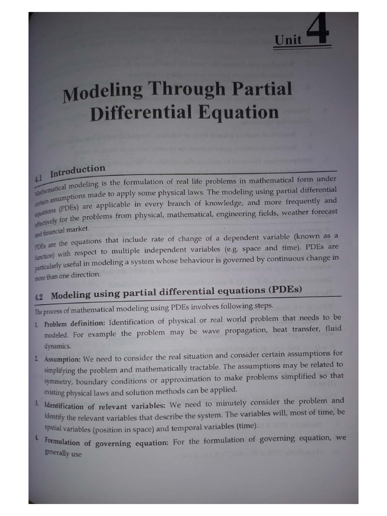 Modeling Through Partial Differential Equations Engineering Mathematics III | PDF