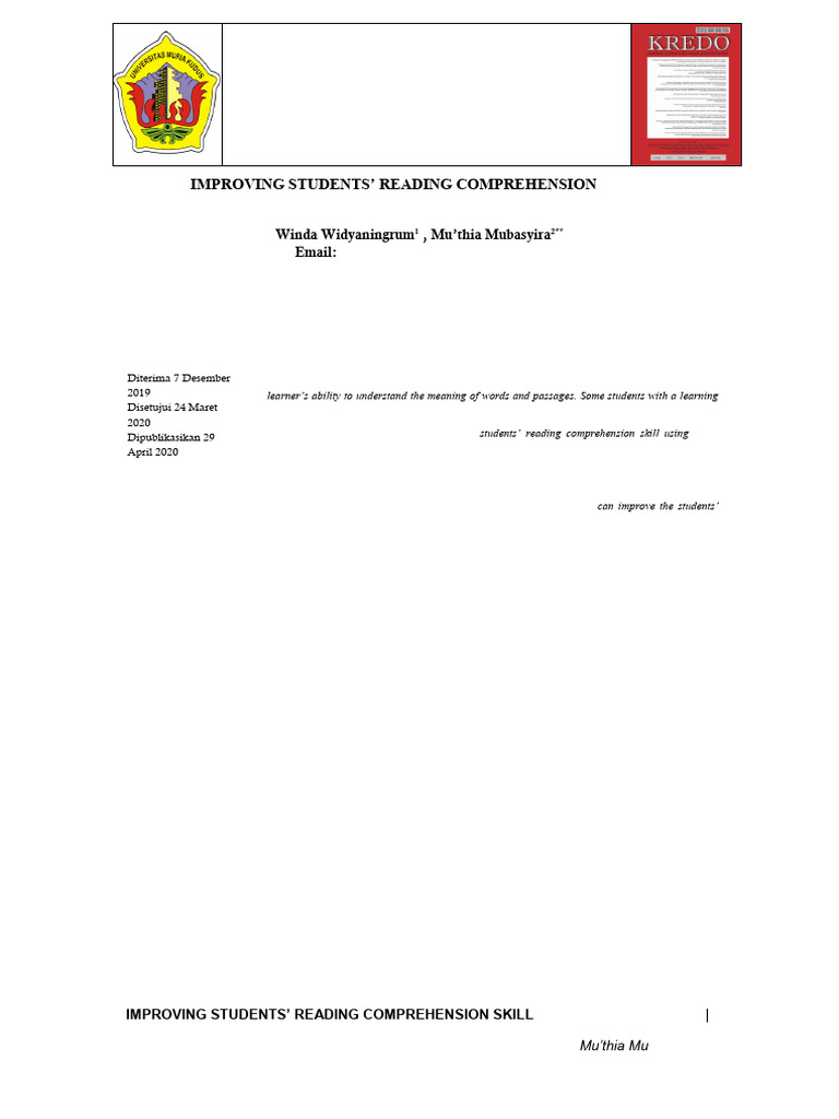 Improving Students Reading Comprehension Skill Us | PDF | Reading Comprehension | Speed Reading