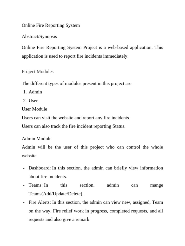 Online Fire Incident Reporting System | PDF
