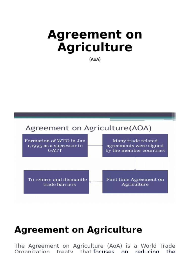 Agreement on Agriculture | PDF