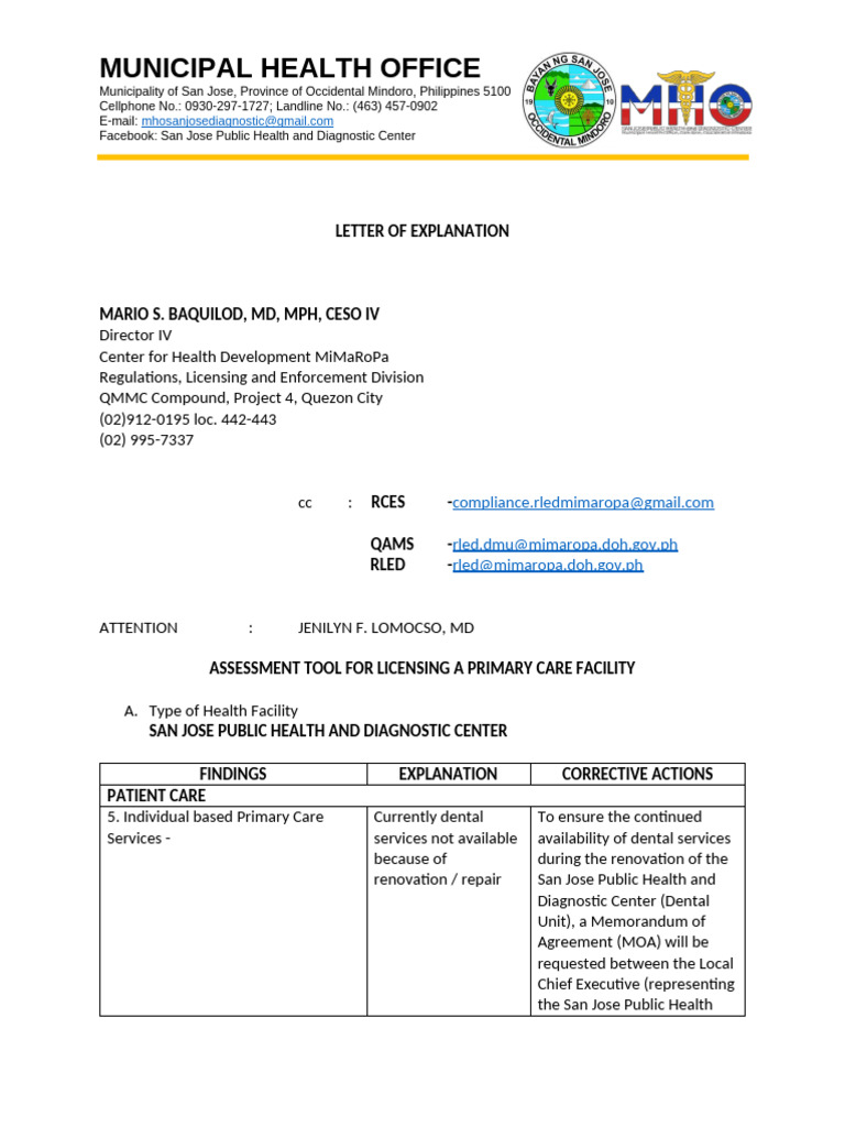 Final Letter of Explanation PCF | PDF | Medical Record | Public Services